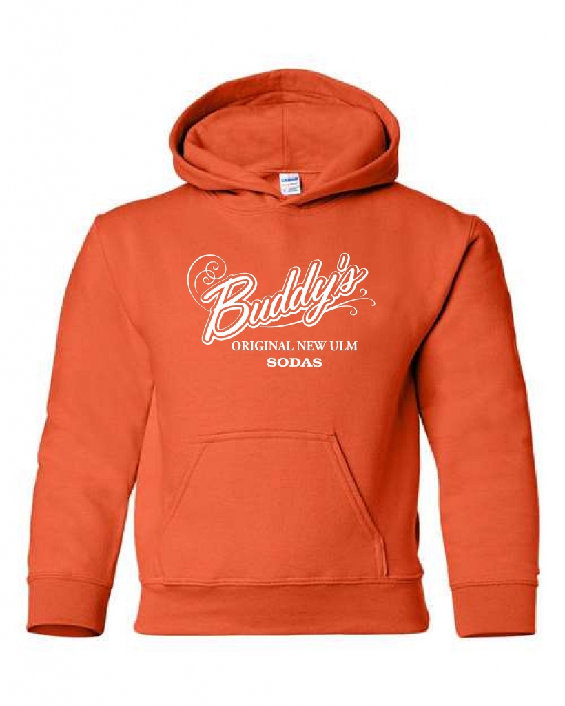 Buddy’s Youth Sweatshirt – Orange | Buddy's Sodas